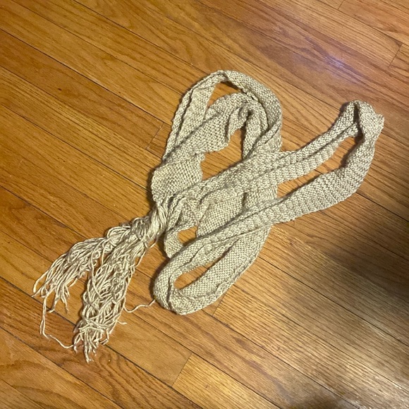 Source Unknown | Accessories | Extra Long And Thin Cream Knit Scarf ...